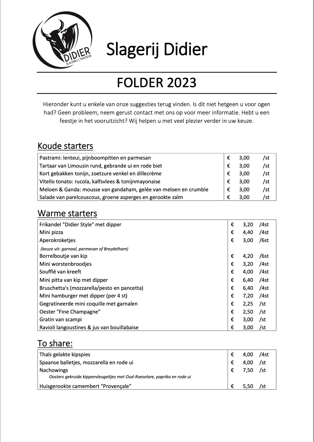 Slagerij Didier WEBSHOP